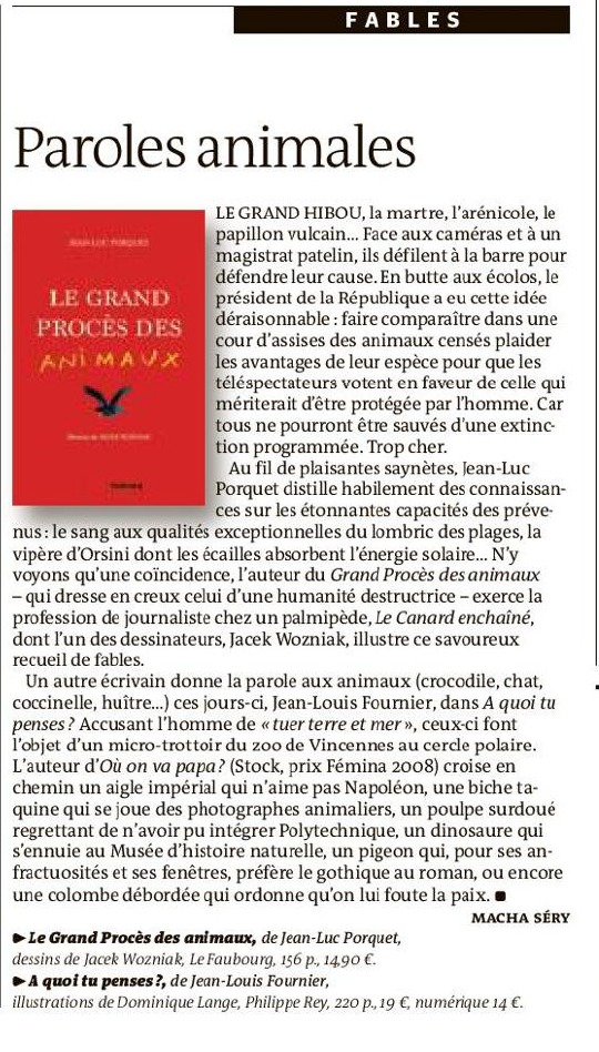 Paroles animales : ’Le Grand procès des animaux’ dans Le Monde des ...